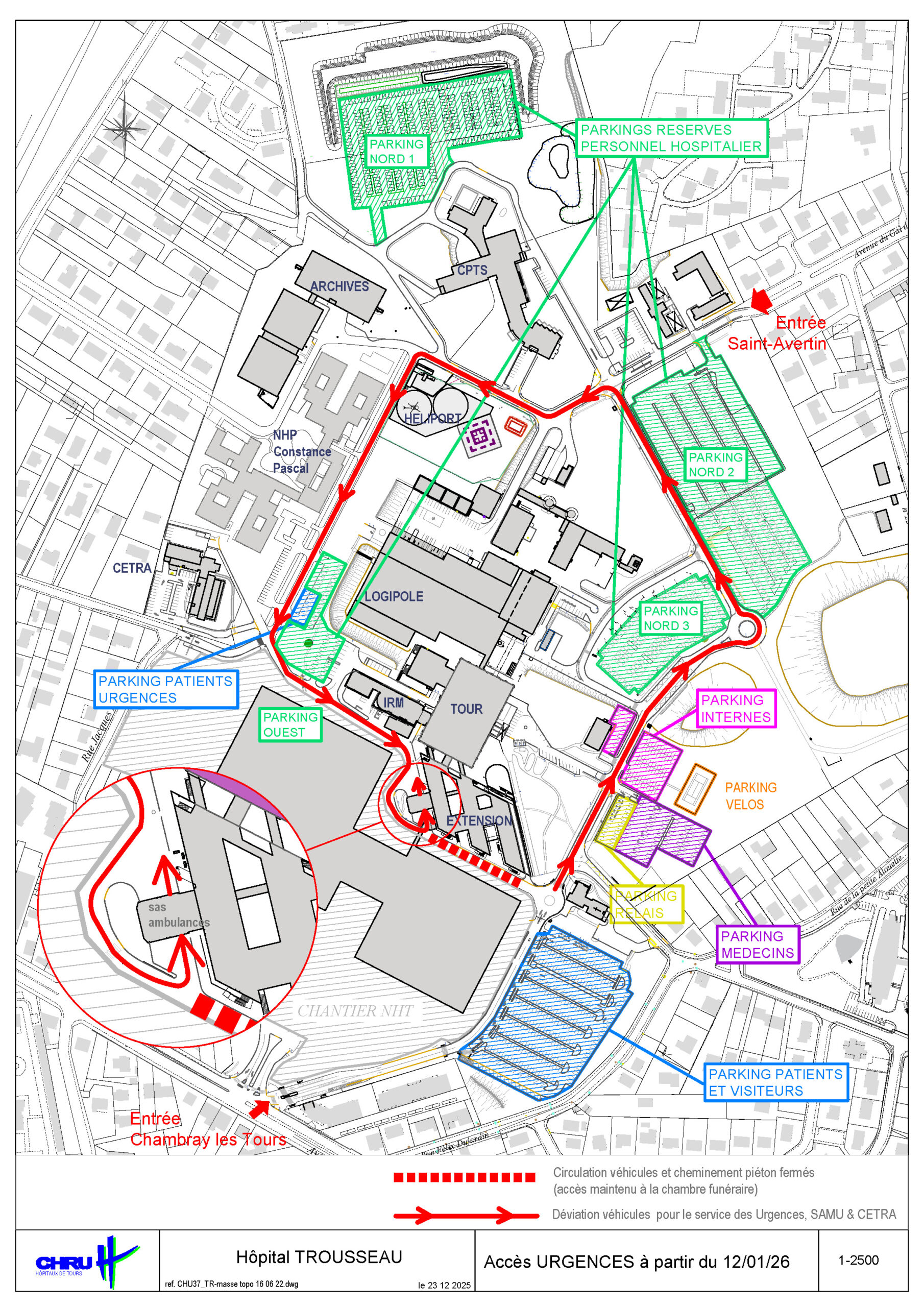 Trousseau : modification de l’accès au service des urgences - CHRU de Tours